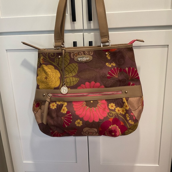 Spartina 449 | Bags | New Spartina 449 Daufuskie Island Floral Handbag Tote Natural Linen ...